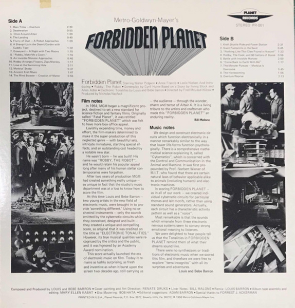 Louis and Bebe Barron - Forbidden Planet Soundtrack – Orbit Records
