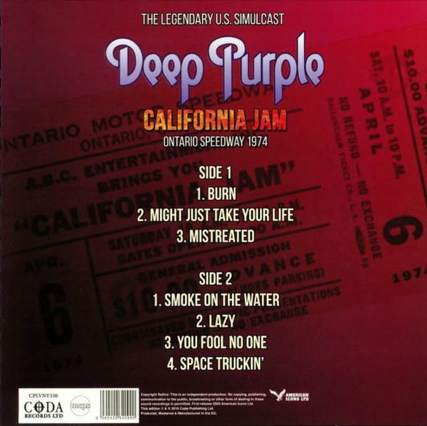Deep Purple - California Jam Live 1974 on import purple vinyl – Orbit ...