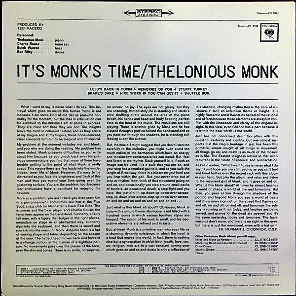 Thelonious Monk - It's Monk's Time on limited colored vinyl – Orbit Records